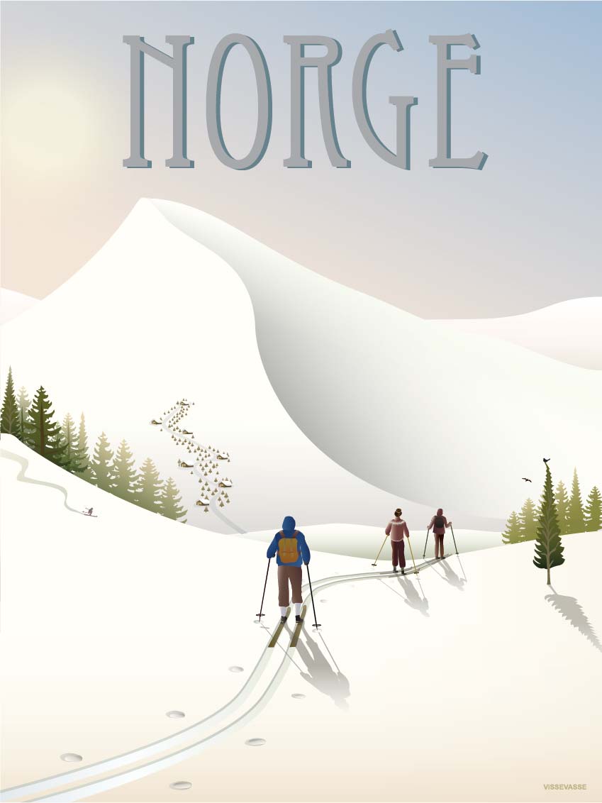 Langrend Norge plakat - En eventyrlig ski plakat fra Norge - Se her
